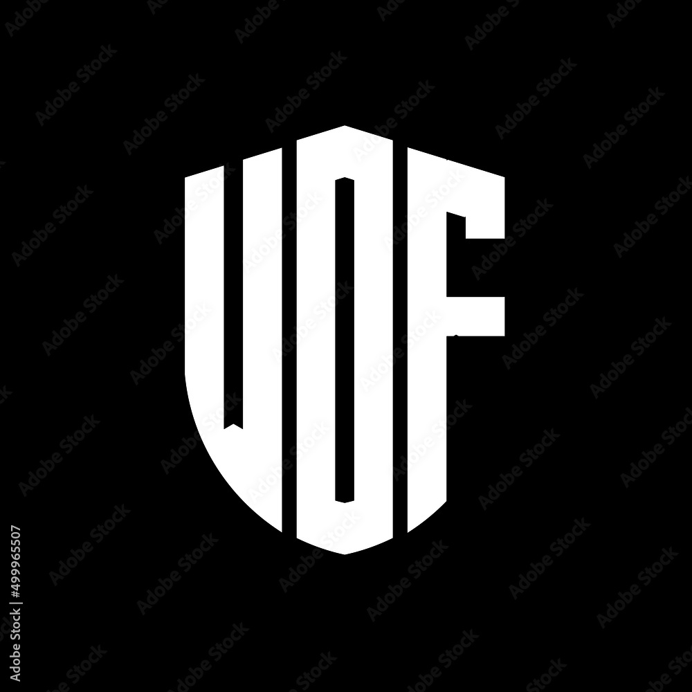 WOF letter logo design. WOF modern letter logo with black background ...