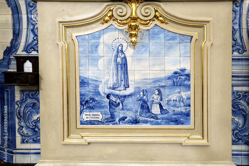 religious panels of Azulejos inside the igreja do Carvalhido, Heart of ...