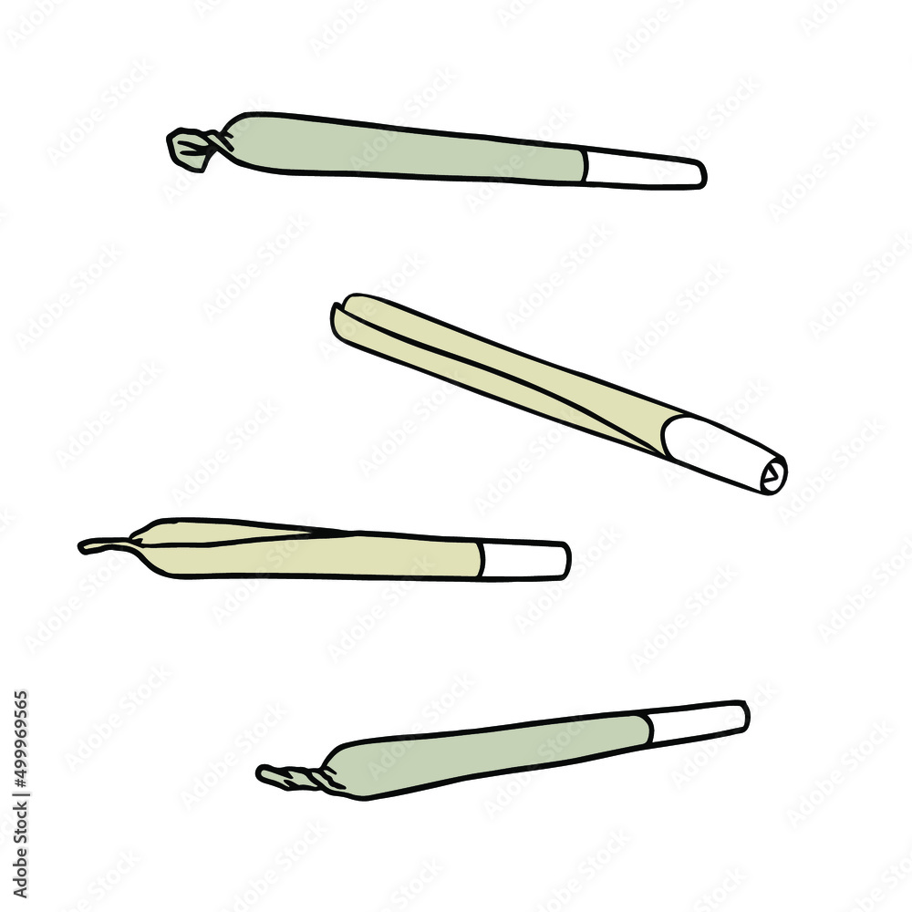 Vector illustration of marijuana joints isolated on white background ...