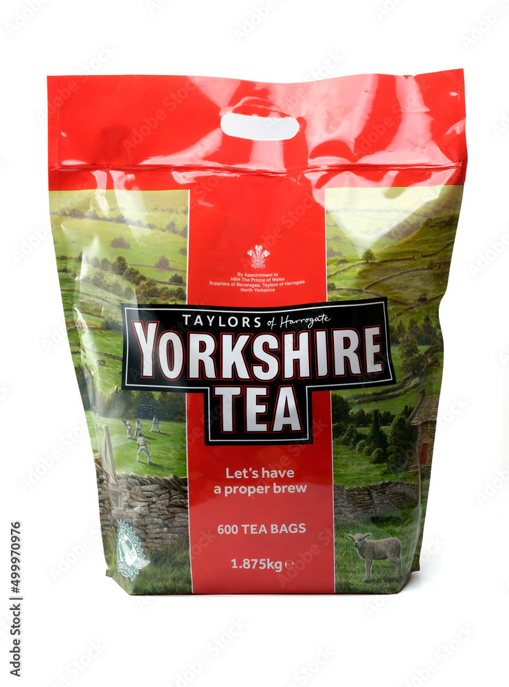 Yorkshire Tea extra large 600 tea bags pack isolated on white. Stafford ...