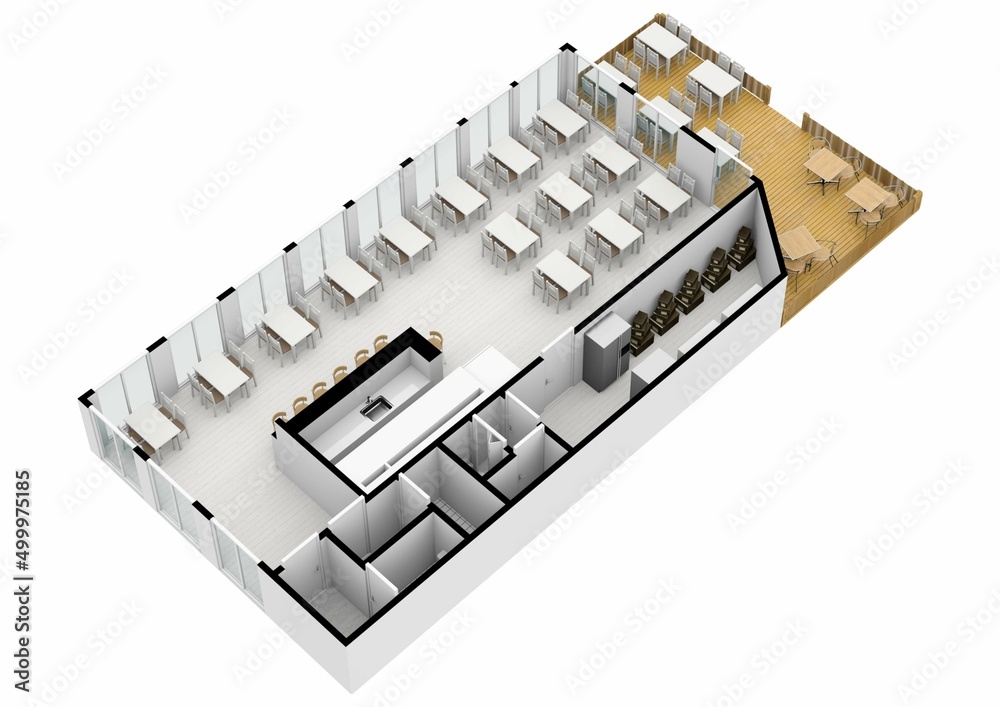 Cafe top view plans. Vector isolated. Isometric view cafe store open ...