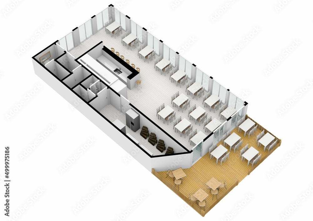 Cafe top view plans. Vector isolated. Isometric view cafe store open ...