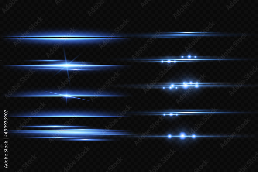 Motion light effect for banners. Blue lines. The effect of speed on a ...