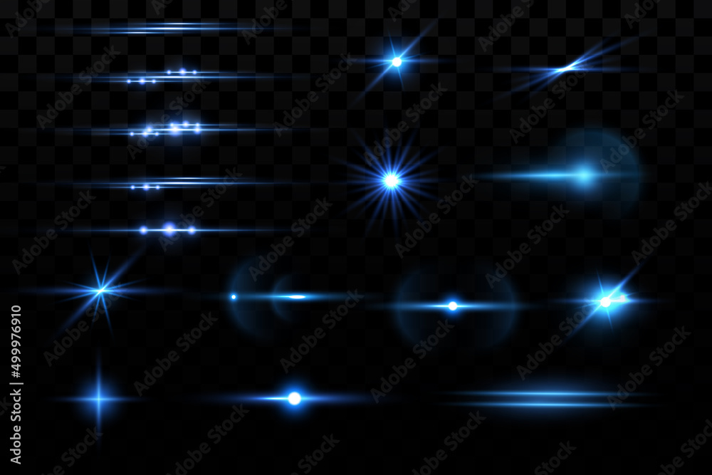 Motion light effect for banners. Blue lines. The effect of speed on a ...