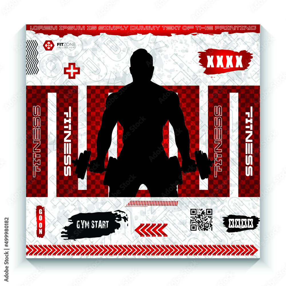 Gym social media post design creative elements with gradient color ...