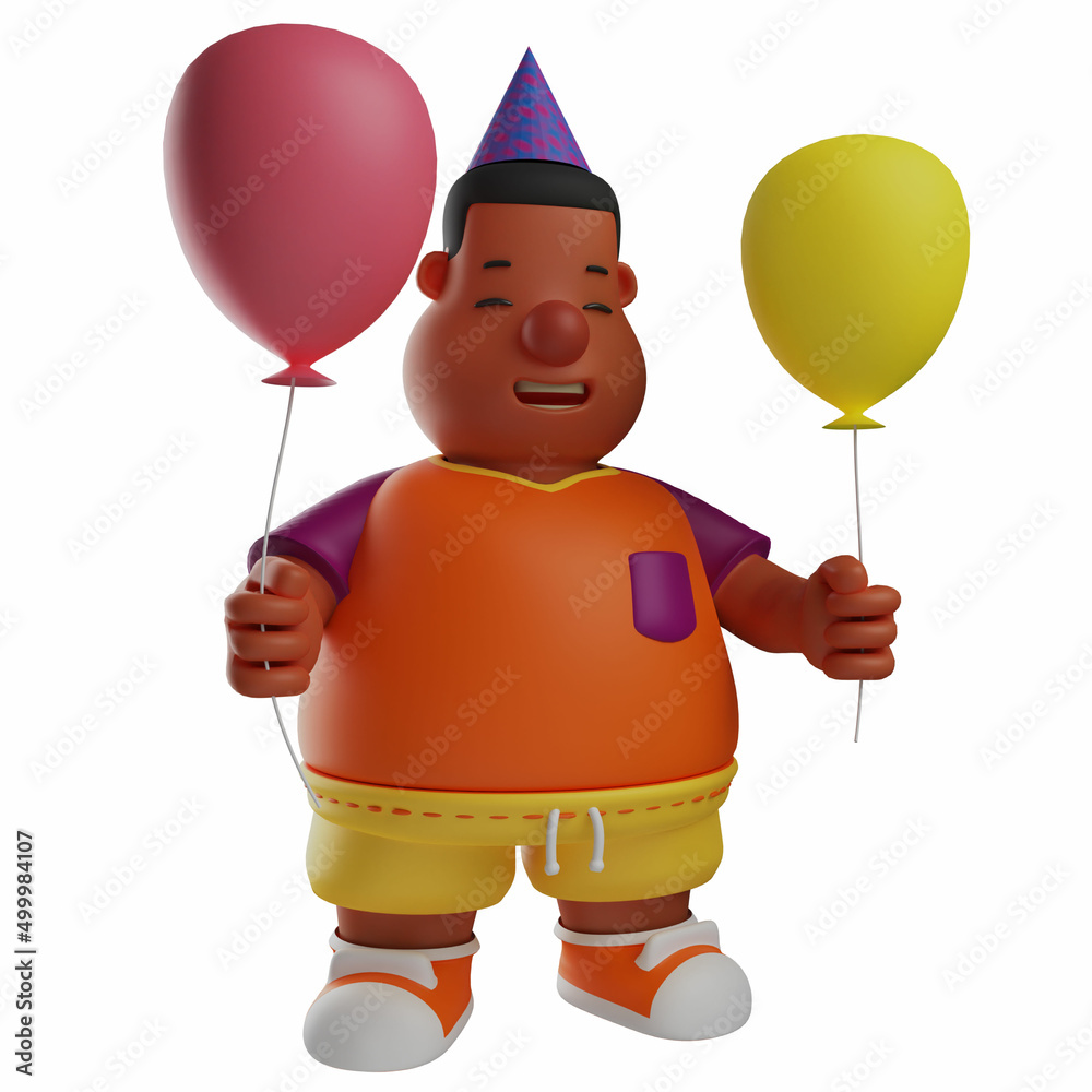 Gorgeous 3D Big Boy Cartoon Picture with cute balloons and hat Stock ...