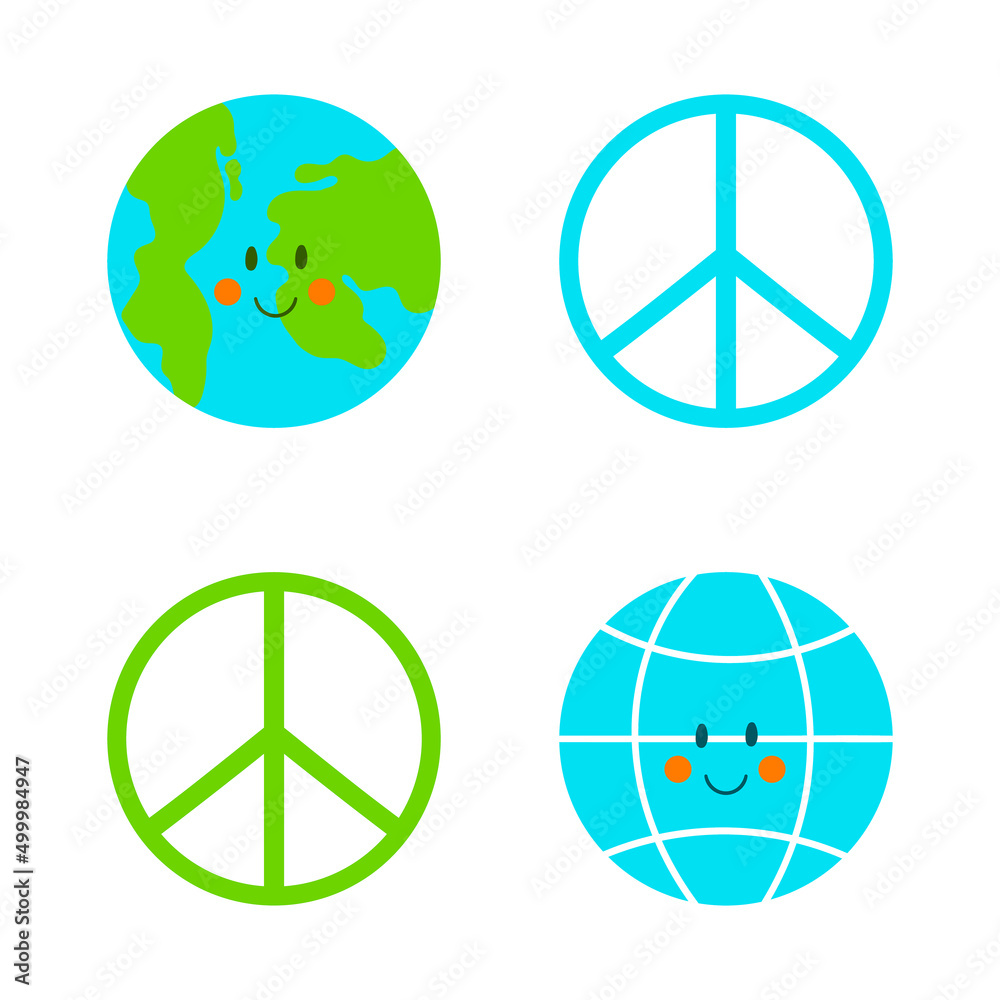 Earth and Peace flat isolated icon vector clipart. World environment ...