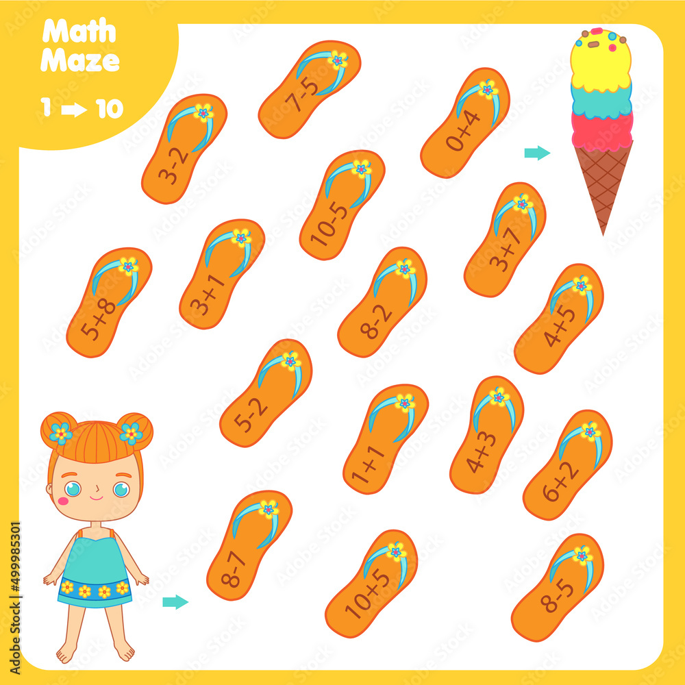 Educational children game. Summer holidays maze. Labyrinth with ...