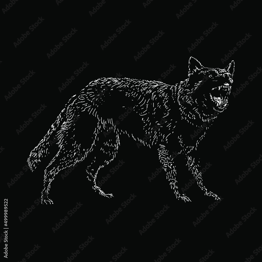 black german shepherd hand drawing vector illustration isolated on ...