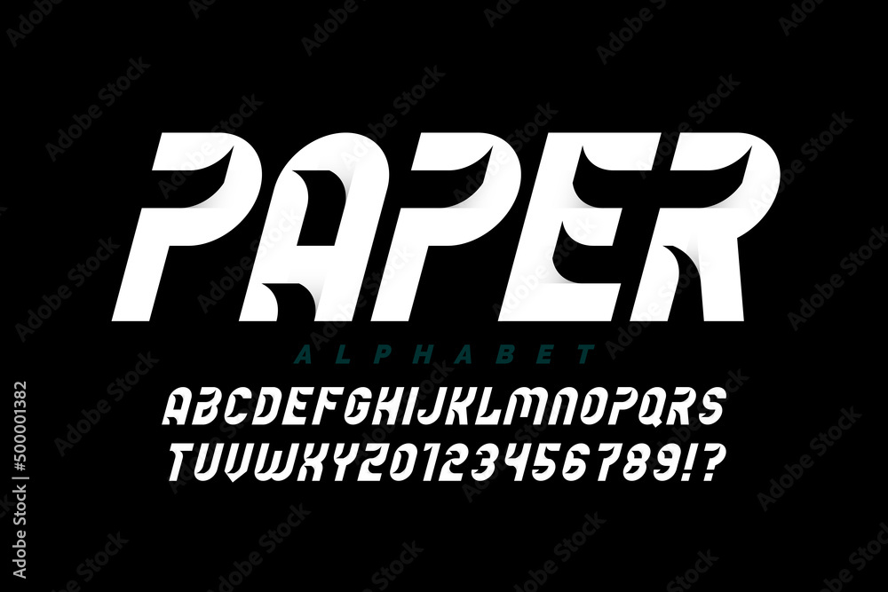 Paper style font design, alphabet letters and numbers vector ...