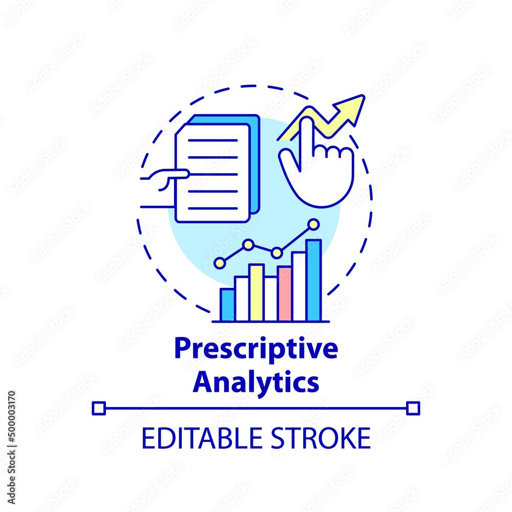 Prescriptive analytics concept icon. Business data analysis type ...