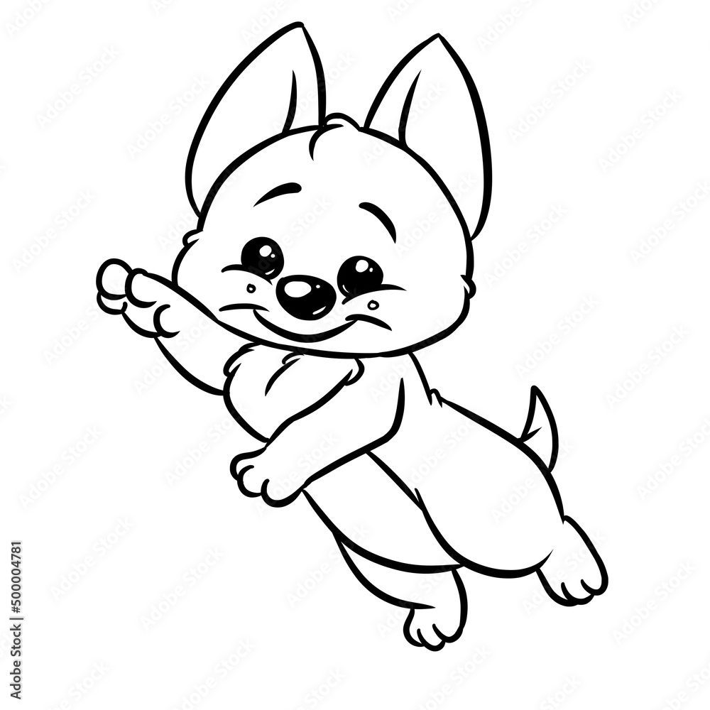 Little kind puppy joy jump coloring page cartoon illustration Stock ...