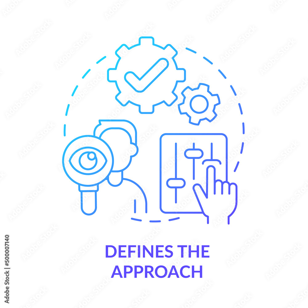 Defines approach blue gradient concept icon. Project strategy ...