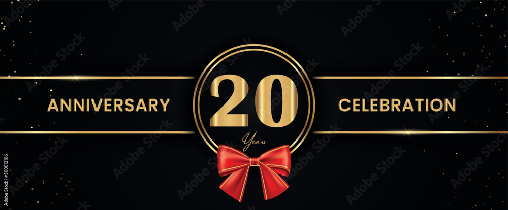 20 Year Anniversary Celebration Vector Template Design. 20 years golden ...