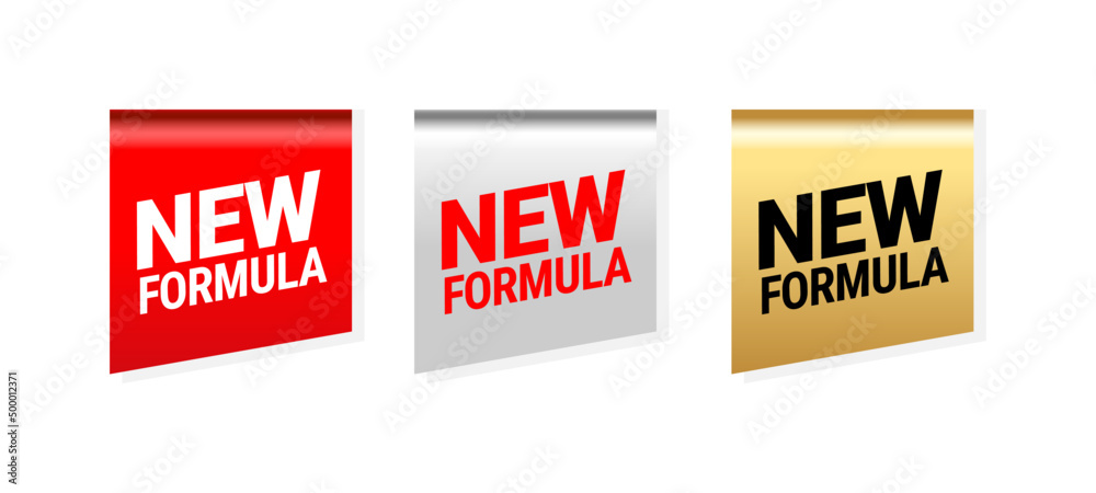 New innovative and improved formula product label packaging vector icon ...