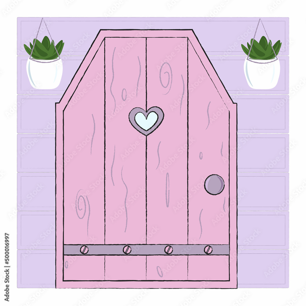 cartoon wooden pink house door Stock Vector | Adobe Stock