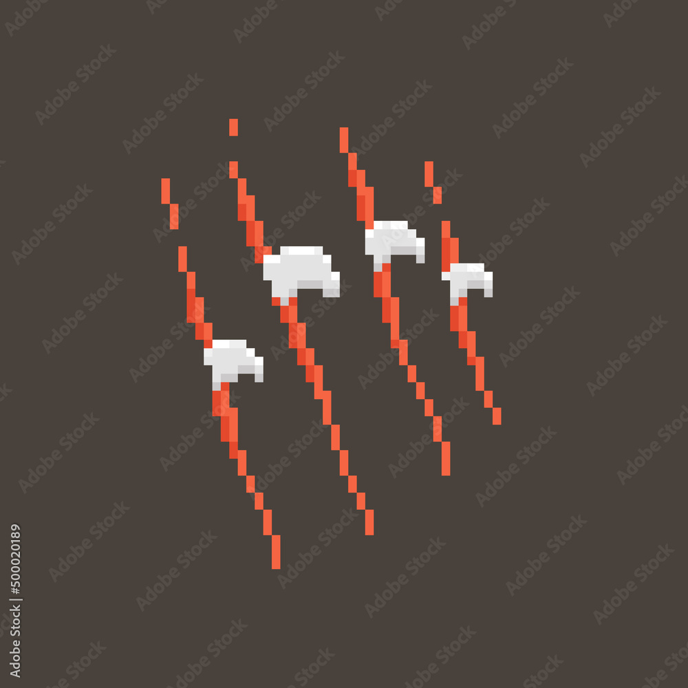 colorful simple vector flat pixel art illustration of white claws ...
