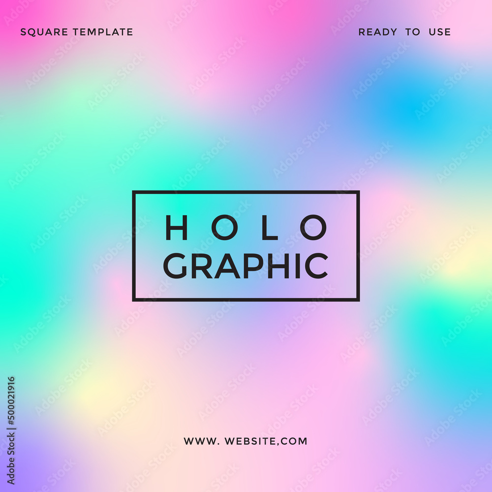 Modern holographic square background template. Colorful holographic ...