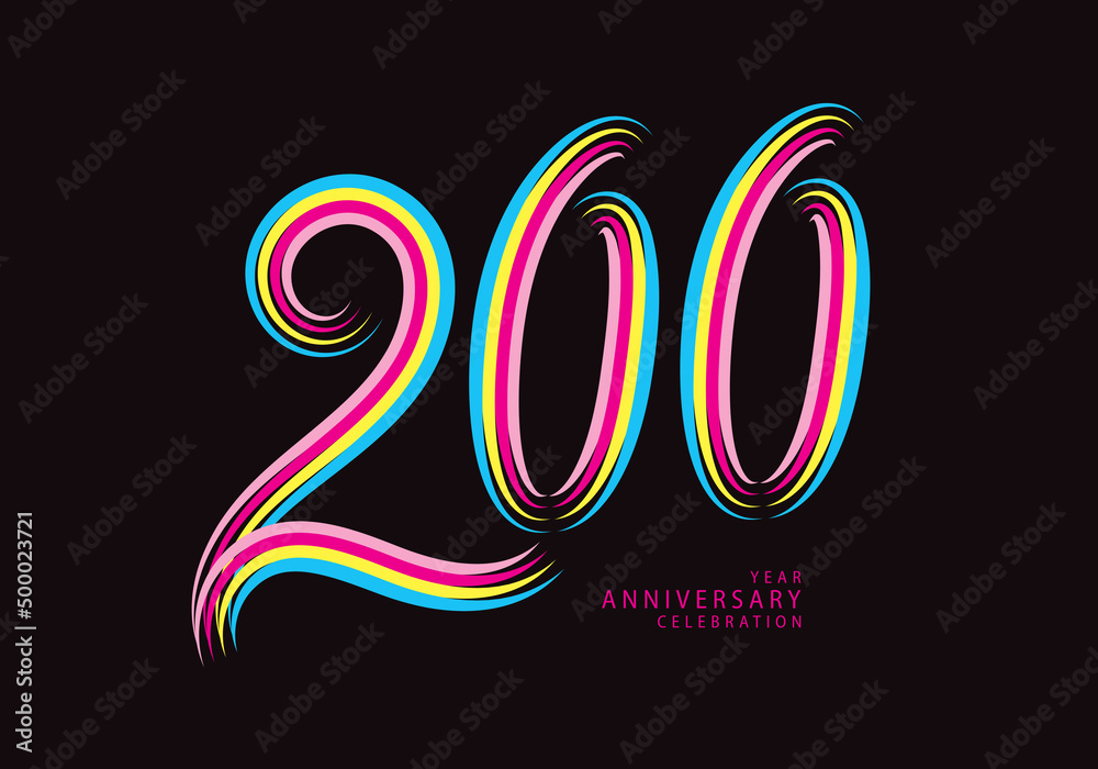200 number design vector, graphic t shirt, 200 years anniversary ...