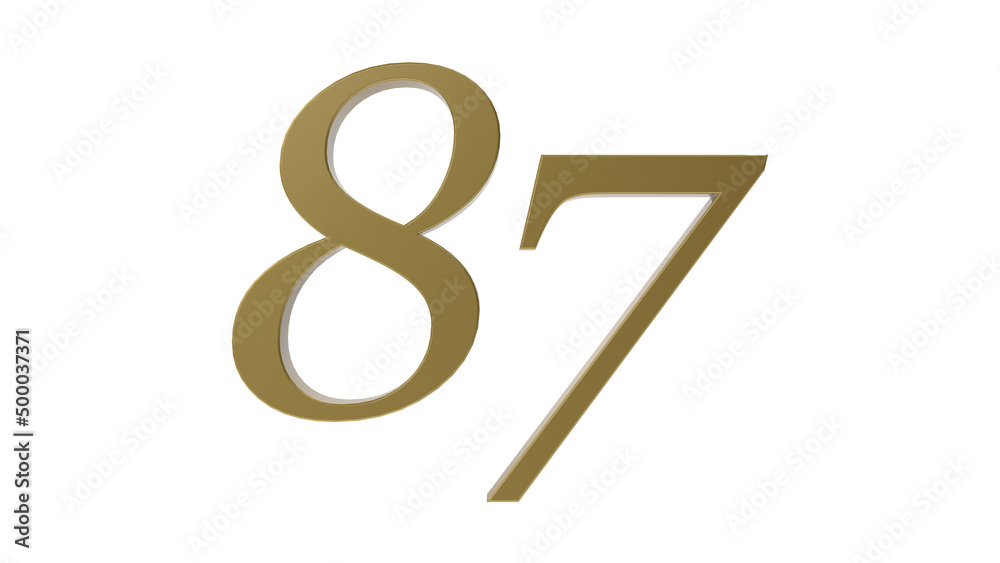 gold number 87 metal 3d render illustration Stock Illustration | Adobe ...