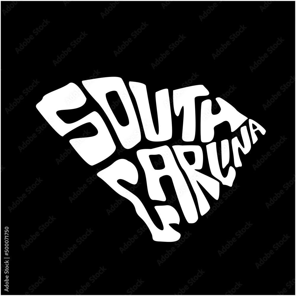 South Carolina map typography. South Carolina state map typography ...