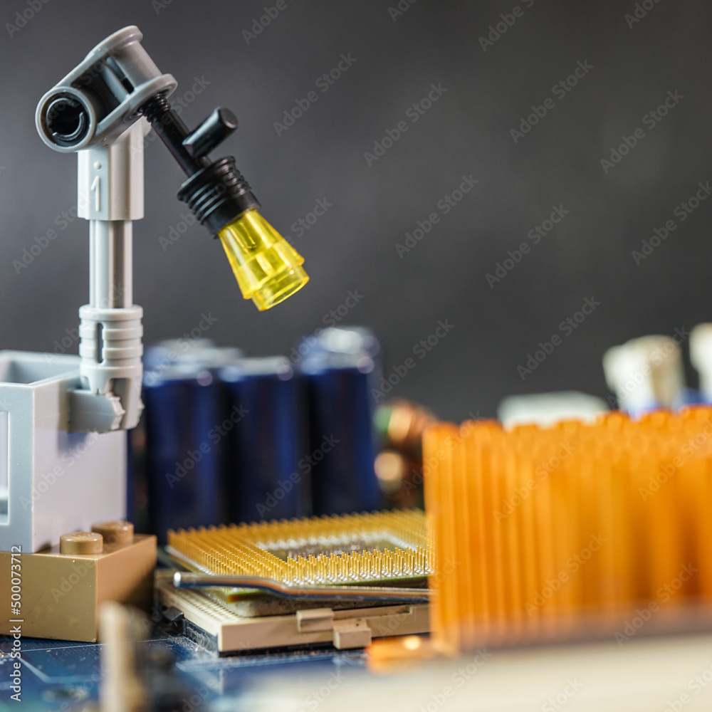 Industrial machine and robot arm. Modern high-tech robotic arm with ...