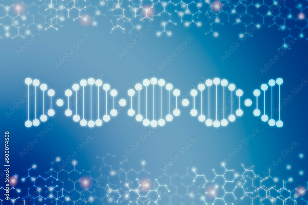 DNA strand with molecules science icon pattern for abstract blue ...