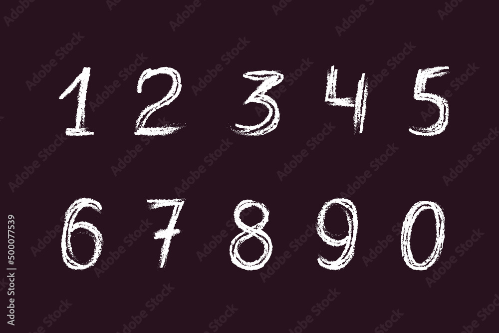 Arabic numerals. Set of decorative numbers, children's drawing with ...