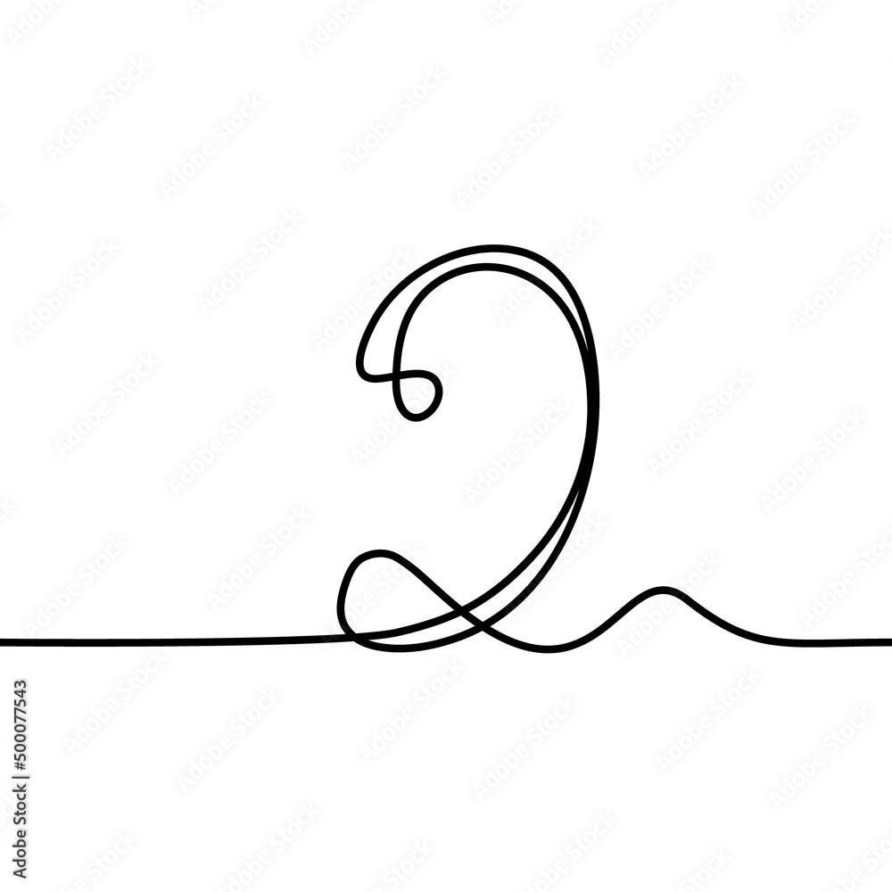2, two, number, number, sign in the form of one continuous line ...