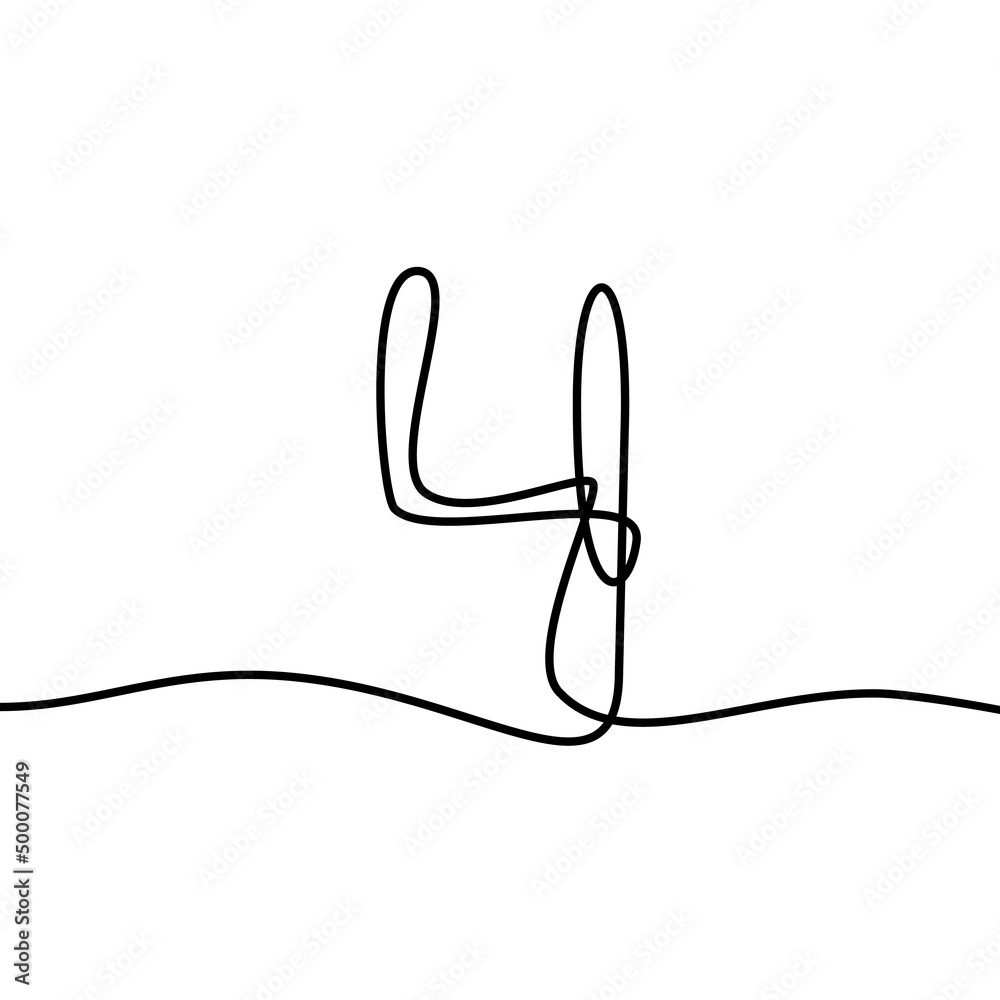 4, four number, number, sign in the form of one continuous line ...