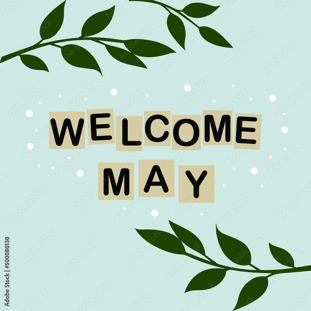 Hello May hand lettering card. simple MAY month vector. Illustration ...