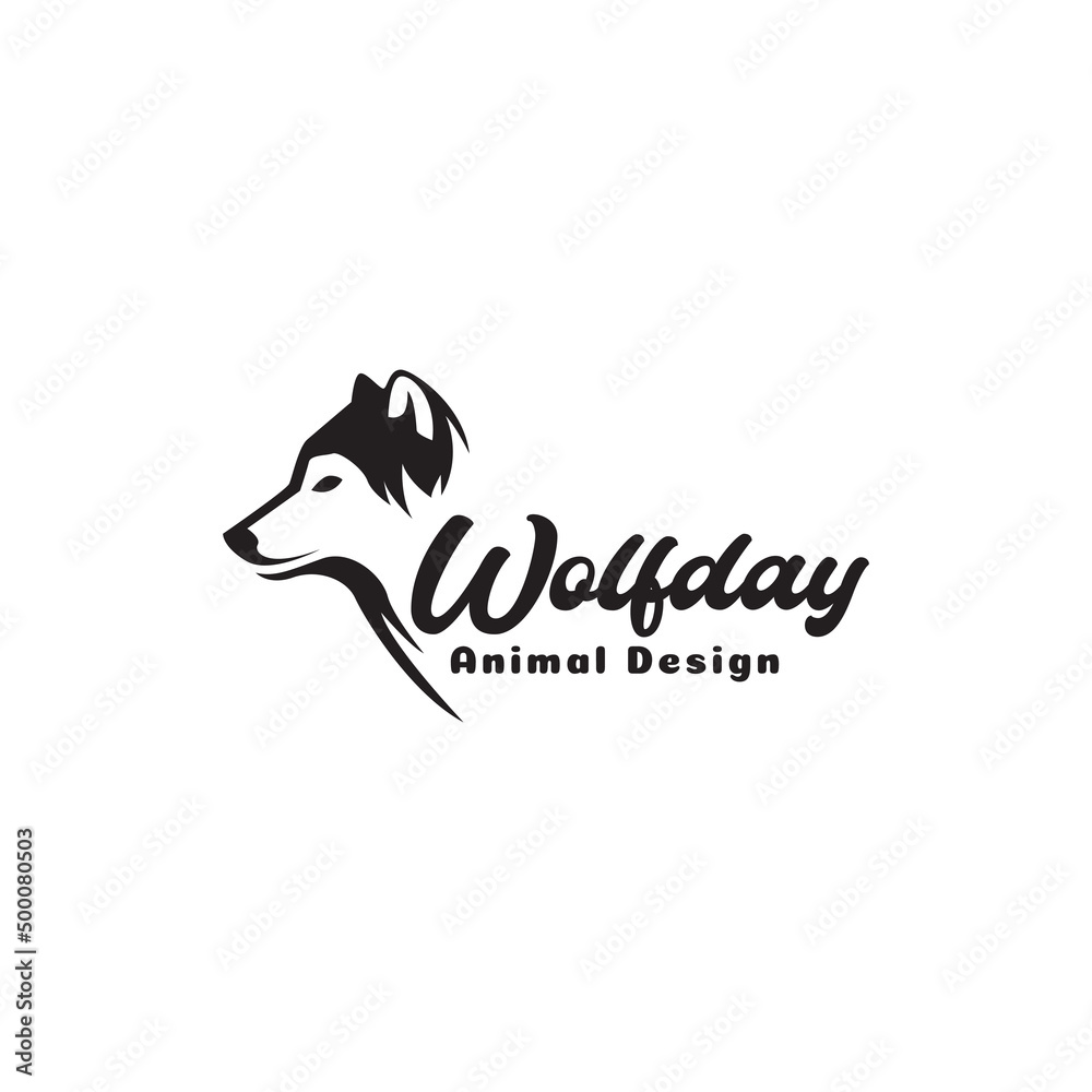 side view wolf or siberian husky logo design vector graphic symbol icon ...