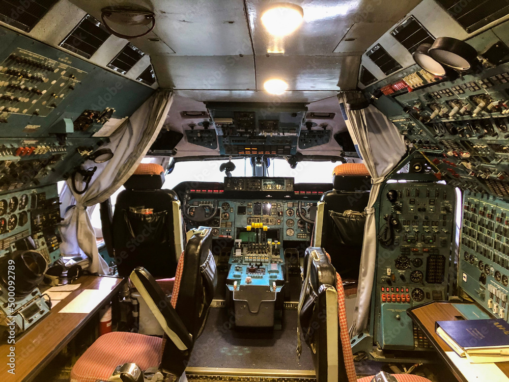 Ukraine Gostomel. February 23, 2022. The cockpit of the AN-225 MRIYA ...