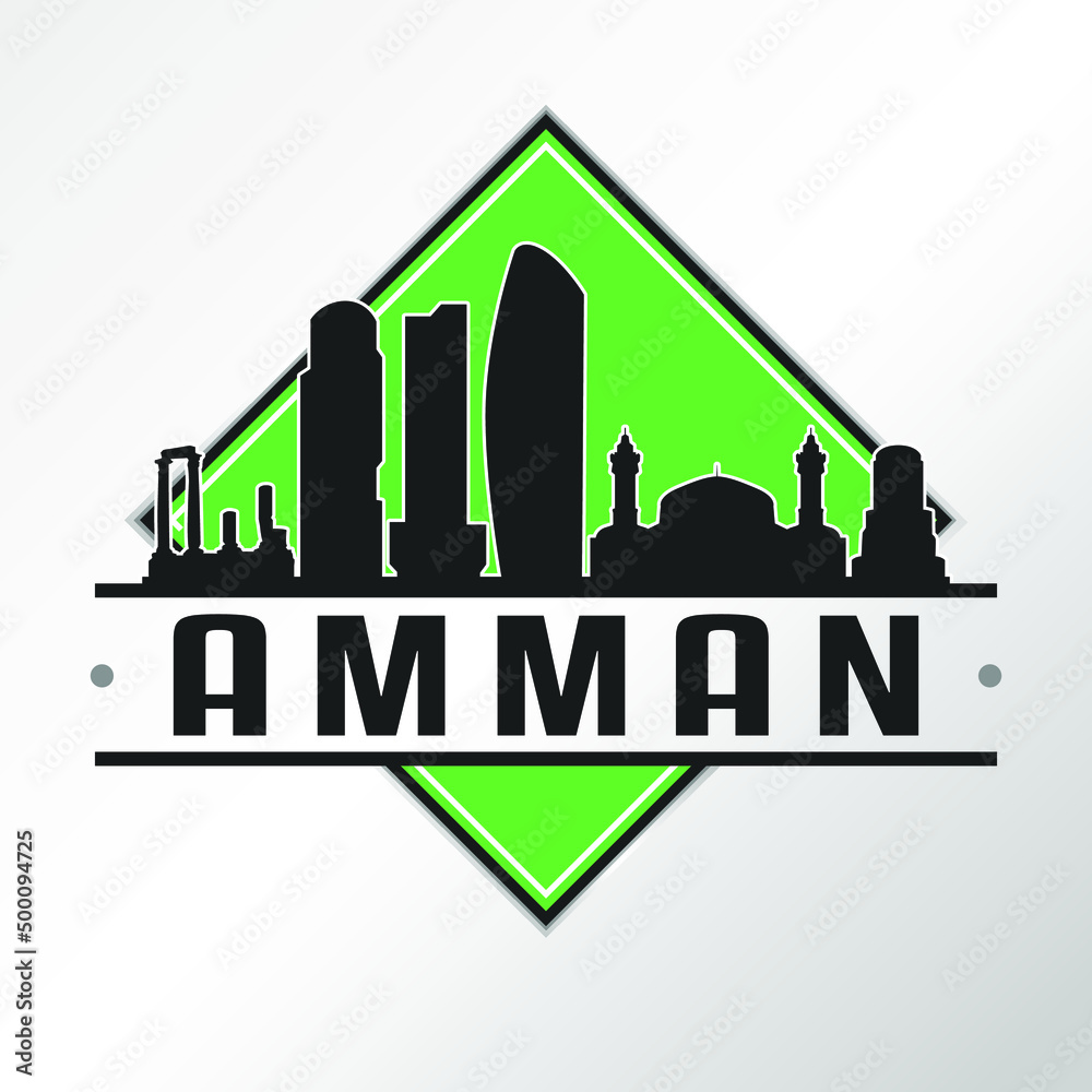 Amman, Jordan Skyline Logo. Adventure Landscape Design Vector City ...