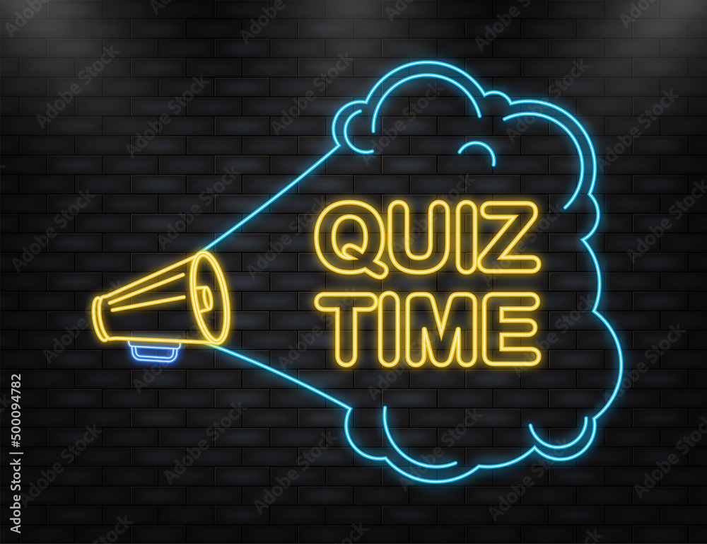 Quiz time blue banner in 3D style on white background. Vector ...