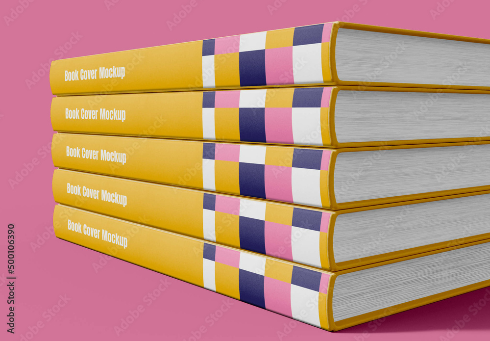Five Stacked Books Mockup Stock Template | Adobe Stock
