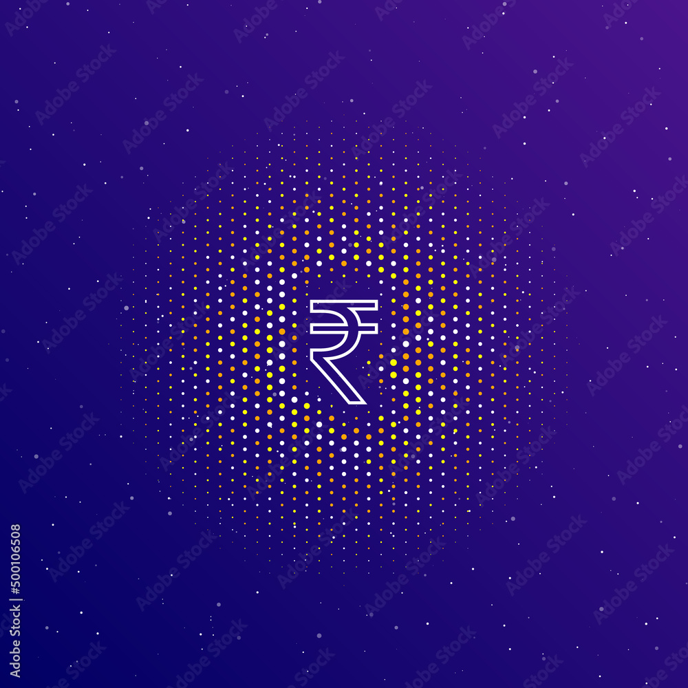 A large white contour indian rupee symbol in the center, surrounded by ...