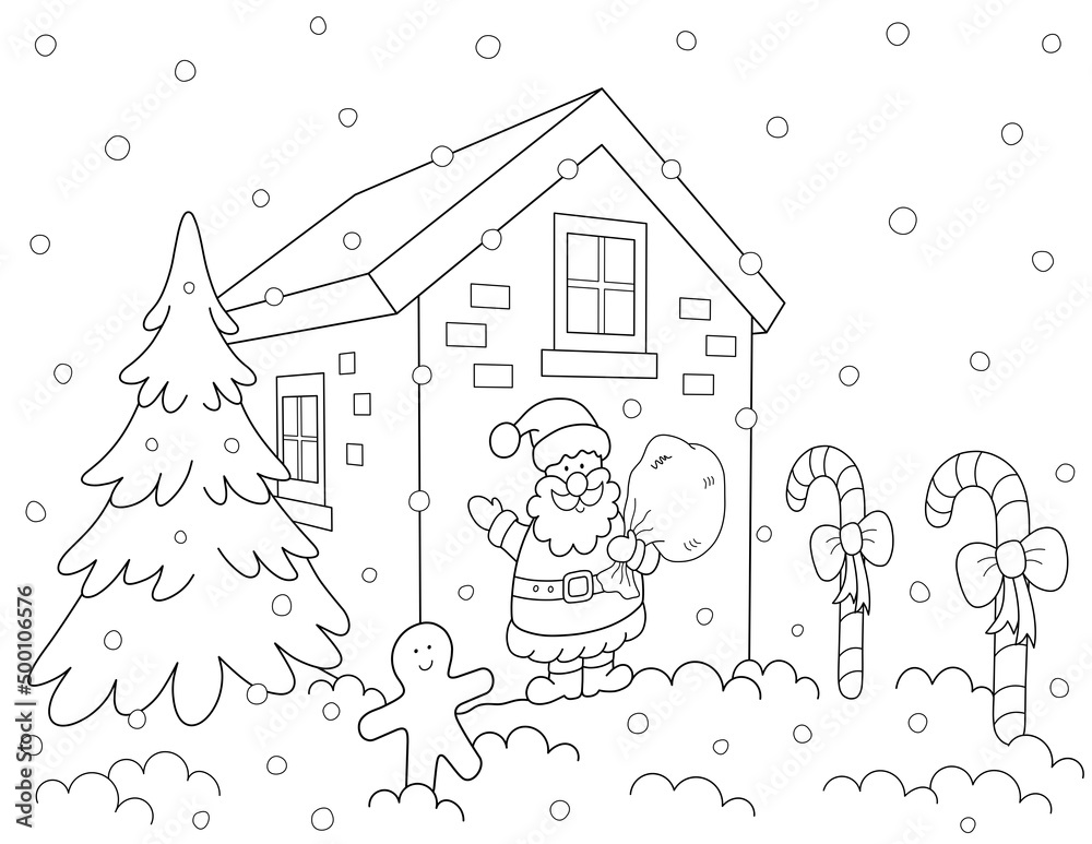 Santas House Coloring Pages