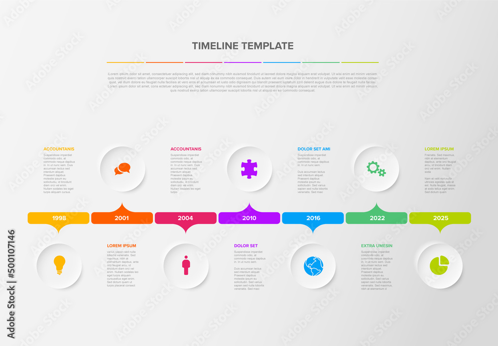 Seven Circle Steps Simple Timeline Process Infographic Stock Template ...