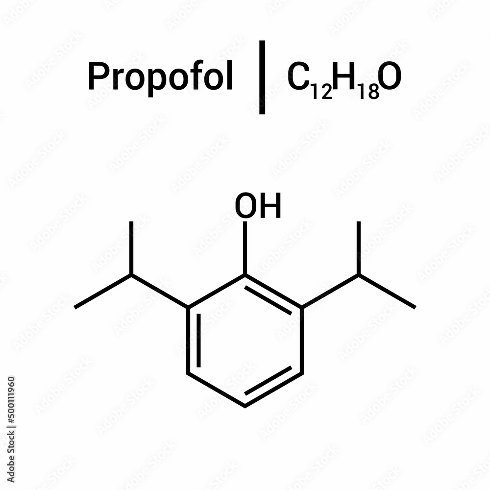 chemical structure of Propofol (C12H18O) Stock Vector | Adobe Stock