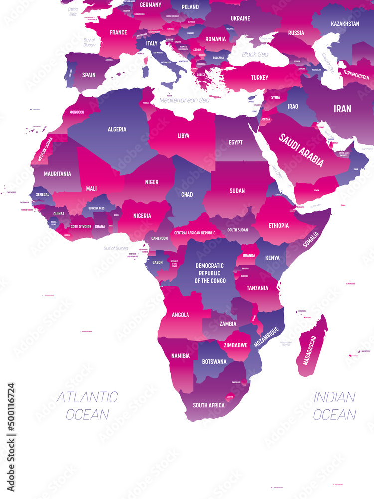 Africa map detailed political map with lables Stock Vector | Adobe Stock