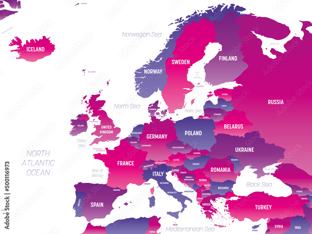 Europe map detailed political map with lables Stock Vector | Adobe Stock