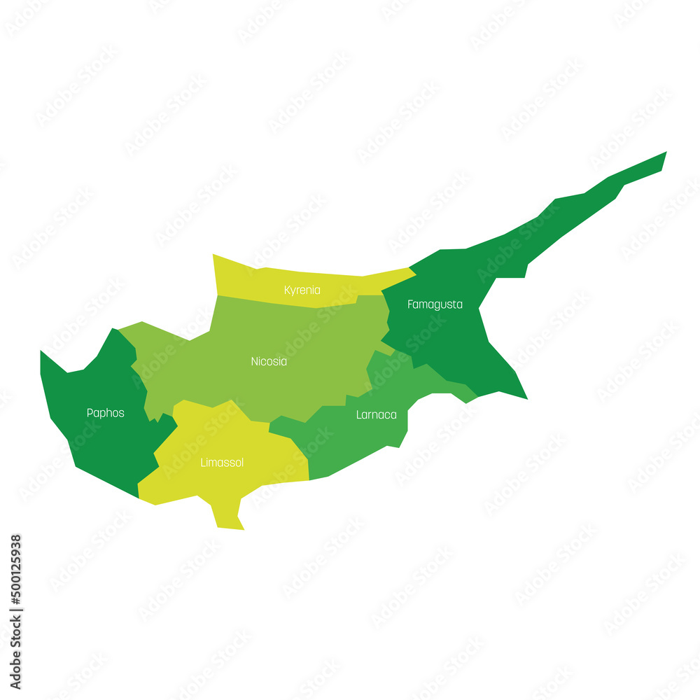 Cyprus - administrative map of districts Stock Vector | Adobe Stock