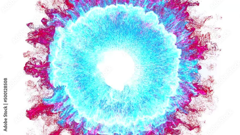 shockwave plasma particles on white. Glow particles spread like Ink ...