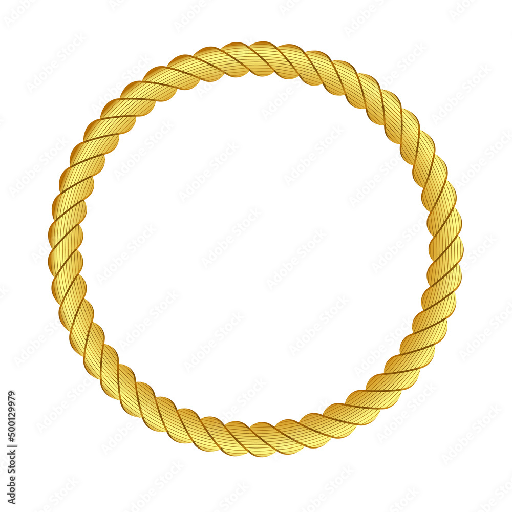 Gold rope of realistic nautical twisted rope knots, loops for ...