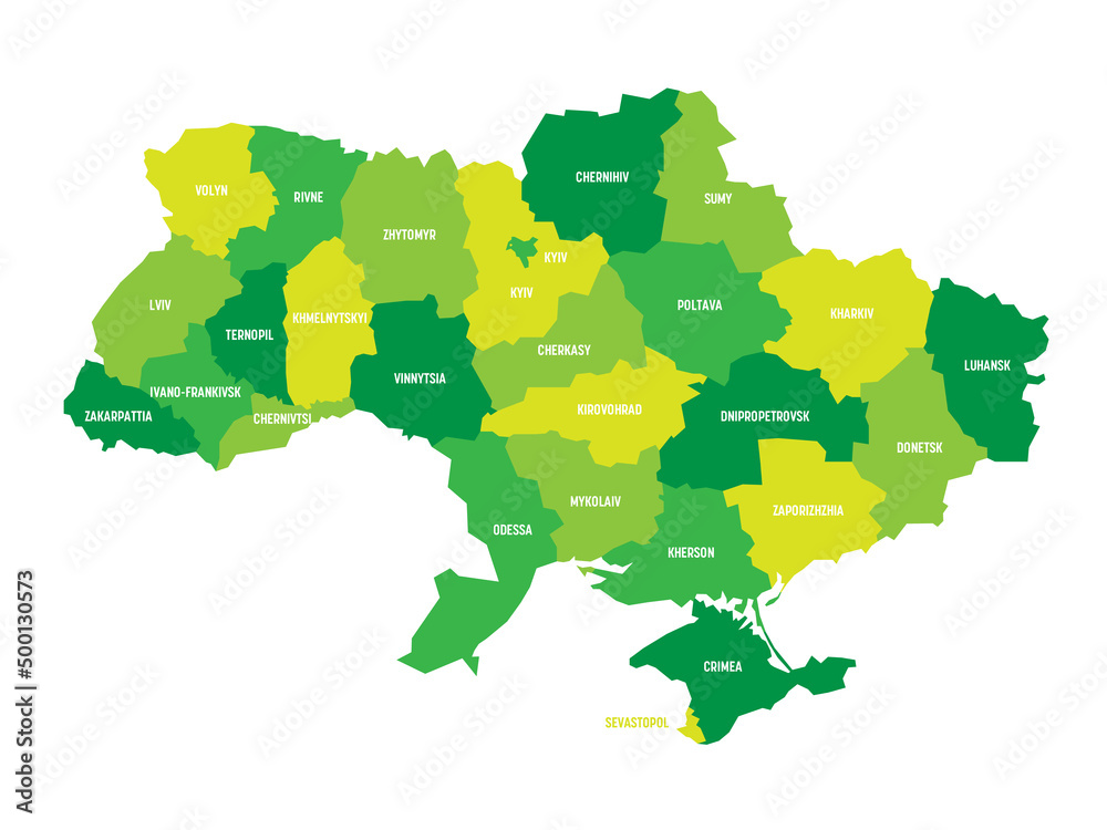 Ukraine - administrative map of oblasts Stock Vector | Adobe Stock