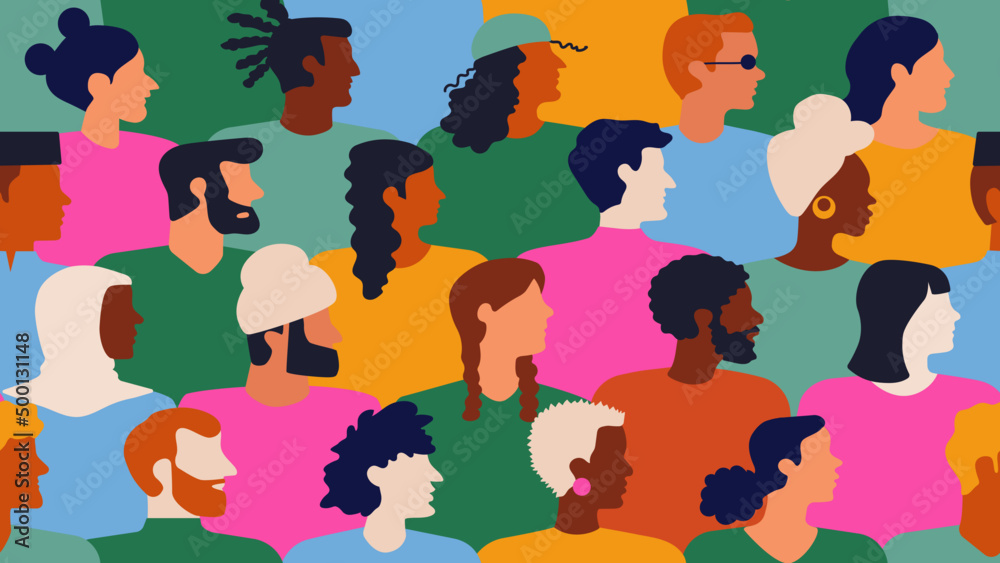 Poster diverse, multicultural people tileable pattern – Wall Art ...