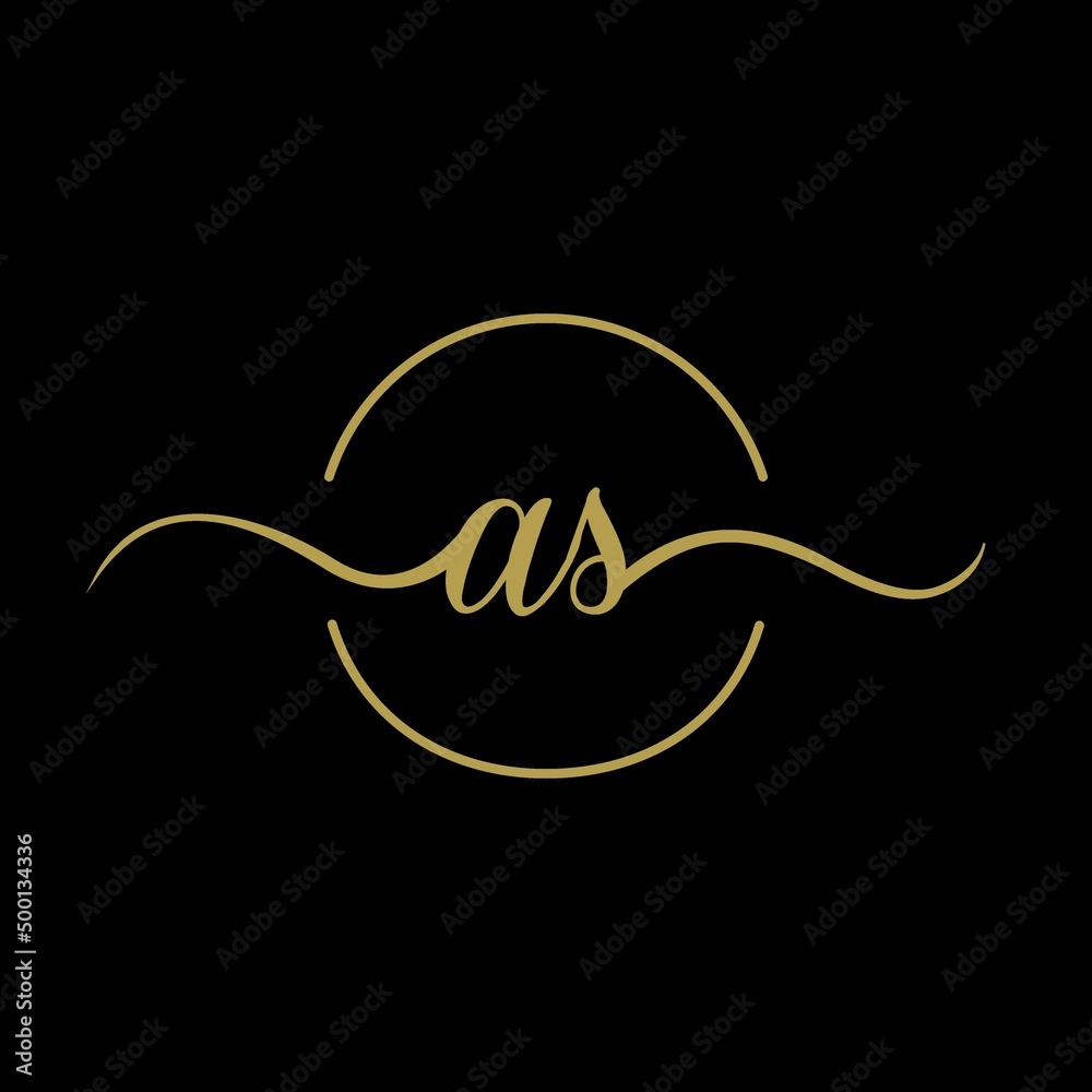 AS Initial Letter handwriting logo hand drawn template vector logo for ...