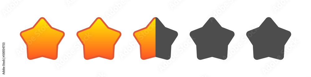 Rating five stars. Vector gold stars to indicate the rating of products ...