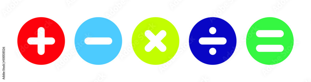 simple icons colorful math symbols Stock Vector | Adobe Stock